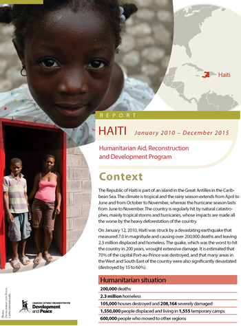 Report from Development and Peace on emergency relief aid to Haiti ...